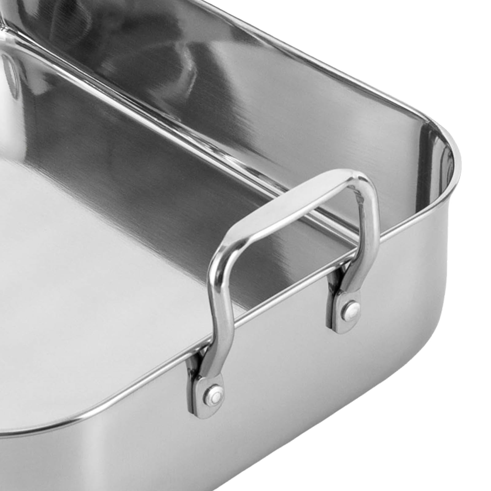 16.5 Inch Roasting Pan with Rack, Stainless Steel Rectangular Turkey Roaster Lasagna Pan for Roasting Turkey/Chicken/Meat & Vegetables, Induction Compatible Dishwasher Safe