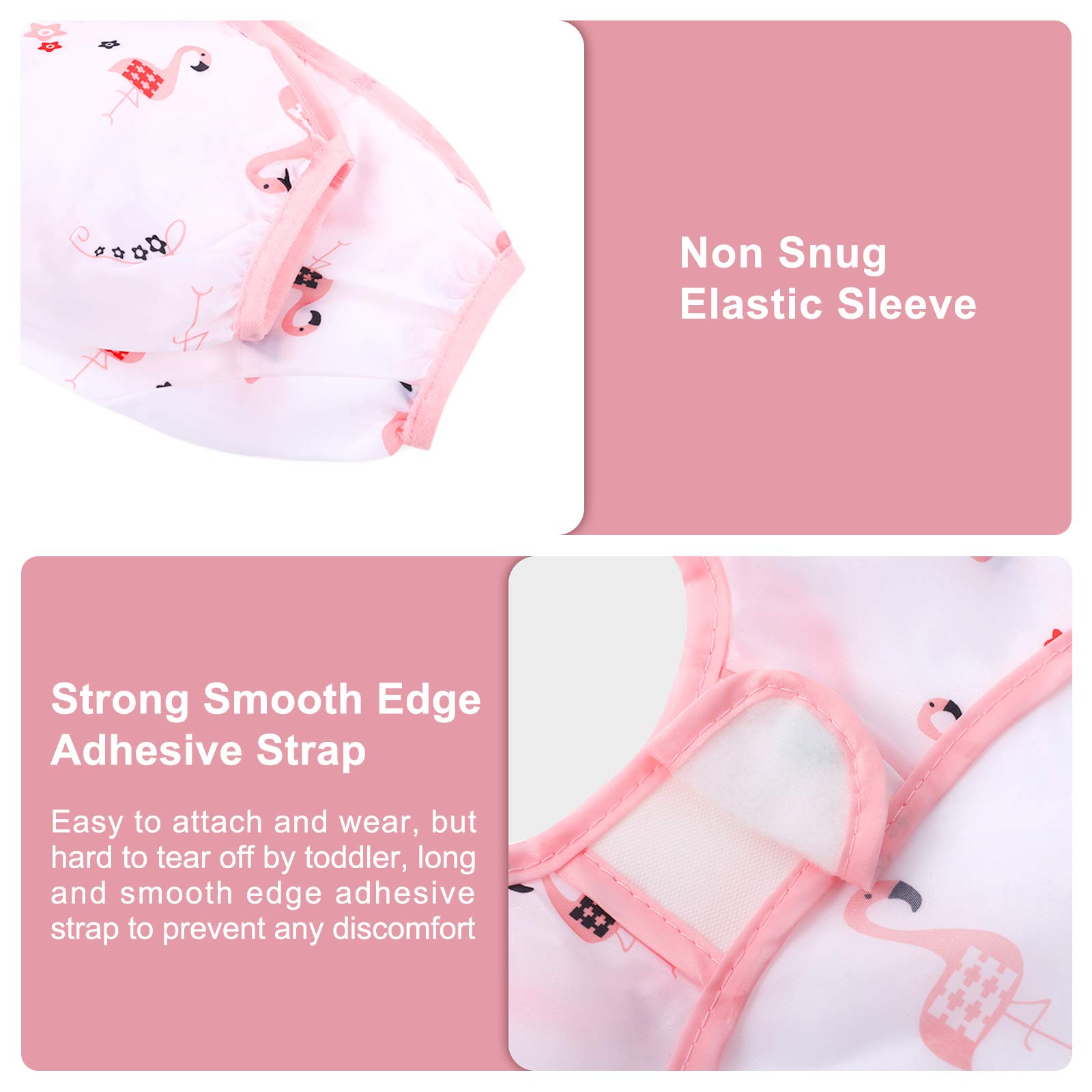 Accmor 3 Pack Long Sleeve Baby Bibs, Waterproof Sleeved Bib, Toddler Soft Bib for 6-24 Months