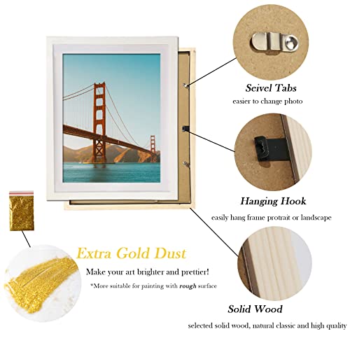 10x14 Wood Picture Frame Diamond Painting Frames Display 10x14in / 25x35cm Without Mat or 8x12in / 20x30cm with Mat 10x14 Frame for Photo Poster Puzzle Diamond Art Gallery Wall Hanging - White 2 Pack