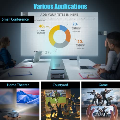 5G WiFi Bluetooth Projector, YABER Native 1080P Outdoor Movie Projector with 350" Display, 18000L Home Theater Video Projector Support 4K ,4P/4D Keystone, Zoom, for Android/iOS/Phone/HDMI/PS5(Grey)