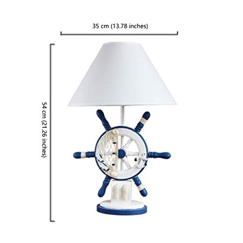 Useful Mediterranean Style Wood Table Lamp LED Eye-caring Modern Bedside Desk Lamps for Bedroom Living Room Writing Reading E27 Bulb Desk lamp (Color : 2)