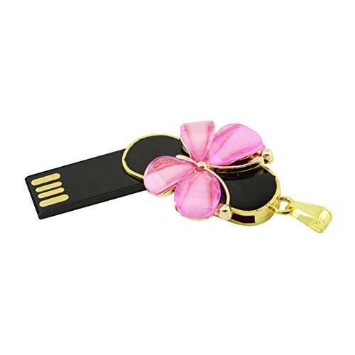 3C Light 16GB 2.0 USB Flash Drive Crystal Butterfly Shape Jewelry USB Flash Disk Jump Drive Thumb Drive Pen Drive with Necklace Memory Stick Data Storage Gift (16 GB, Purple)