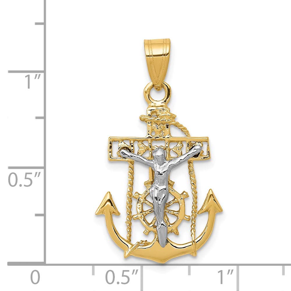 14K Two Tone Gold Mariner Cross Pendant
