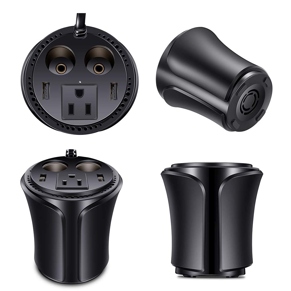 150W Car Power Inverter with 1 AC Outlet + 2x3.1A Dual USB Charging Ports Car Adapter + 2x40W Car Cigarette Lighter Socket DC12V to 110V AC Converter