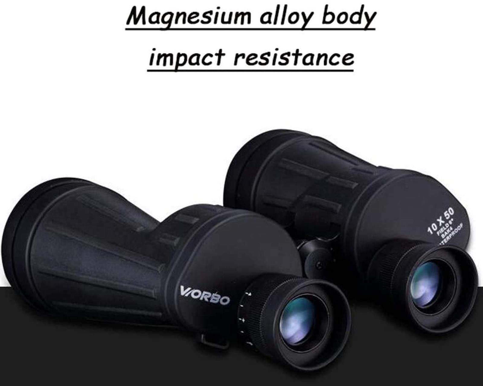 10X50 FMC Binoculars Metal Shockproof Body Binoculars Super Waterproof Ability Large Eyepiece Telescope with Distance Measuring Nitrogen Filling Waterproof
