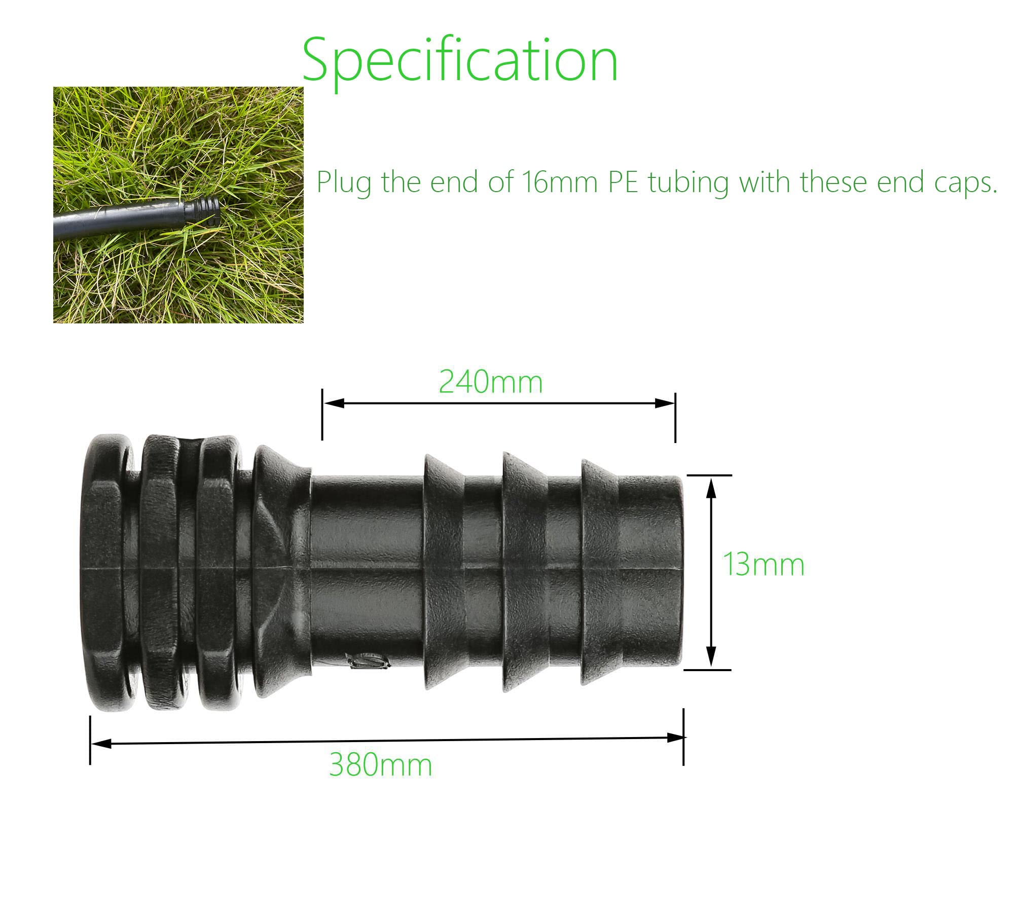 La Farah 1/2 inch Drip Irrigation Fittings, Barbed End Plug Connector Fit 1/2" Irrigation Tubing (0.52" ID x 0.65" OD), End Cap Plastic Plug Nuts - Pack of 10