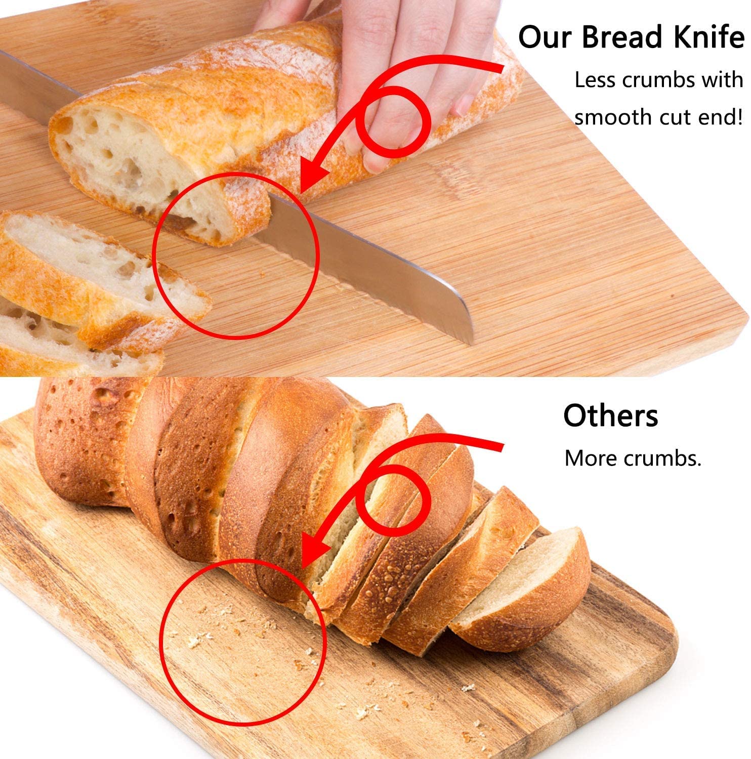 12 Inch Serrated Bread Knife for Homemade Bread, Stainless Steel Wide Wavy Edge Knife, Multi-Purpose Kitchen Knife, Efficient Cake Slicer, Ultra Sharp Baker's Knife for Cutting Crusty Breads, Cake