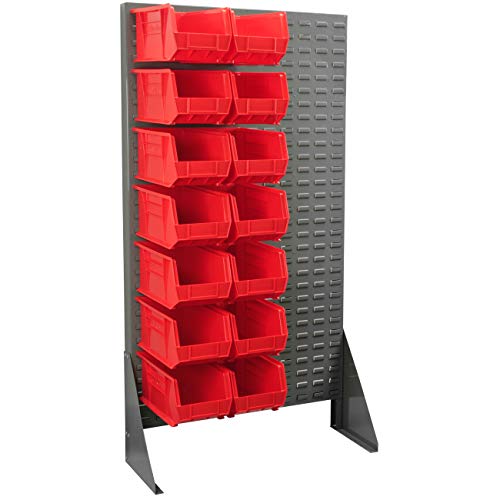 Akro-Mils 30661 Louvered Steel Single Sided Floor Rack Garage Organizer for Mounting AkroBin Storage Bins, (36-Inch L x 13-Inch W x 66-Inch H), Grey