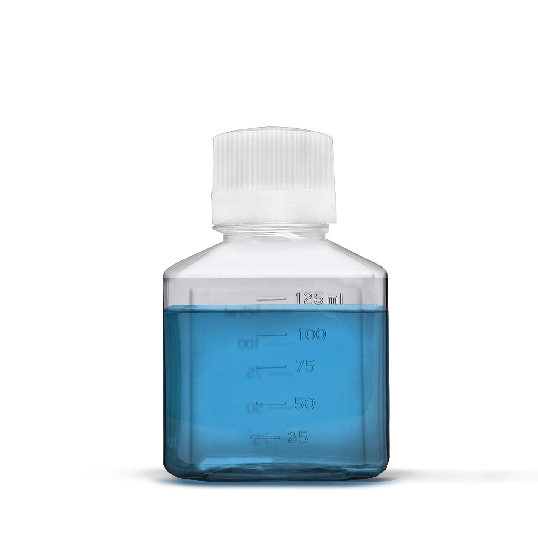 Black Magic 3D G6 Scientific 125 ml Plastic Reagent Bottle 6-Pack Laboratory Chemical Storage - Clear Graduated Square Polycarbonate Plastic Leakproof Bottles