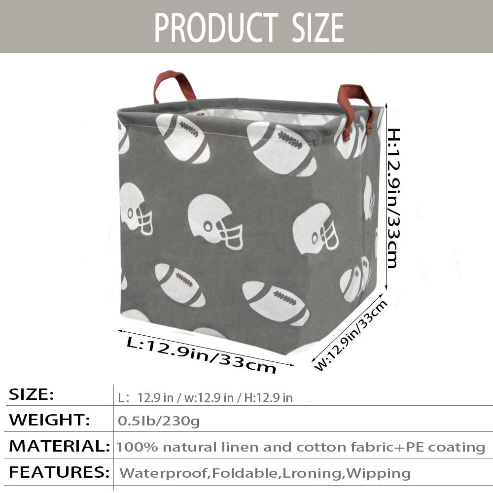 BOOHIT Square Storage Box Basket,Canvas Fabric Toy Collapsible Storage Organizer Bin,PE Waterproof Storage Box,Laundry Basket for Kid Rooms,Playroom,Shelves,Toy Basket,Gift Basket (Rugby)