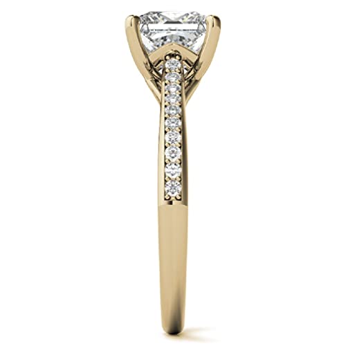 10K Solid Yellow Gold Handmade Engagement Ring, 2 CT Princess Cut Moissanite Diamond Solitaire Bridal/Wedding Ring for Women/Her, Minimalist Rings Anniversary Ring For Gifts (6.5)