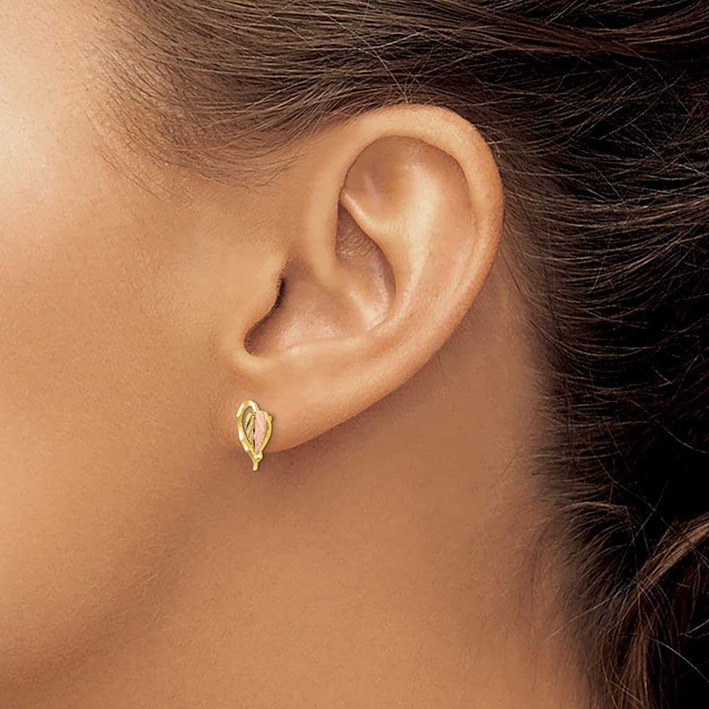 10k Tri-color Black Hills Gold Post Earrings 12mm 7mm style 10BH647