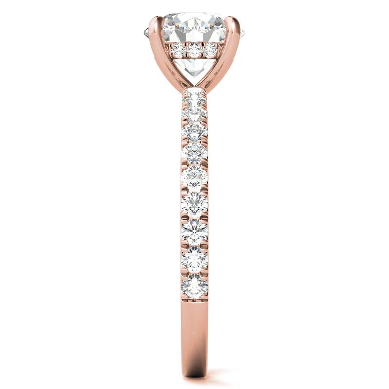 10K Solid Rose Gold Handmade Engagement Ring 1.00 CT Round Cut Moissanite Diamond Solitaire Wedding/Bridal Ring Set for Women/Her, Classic Ring Gifts for Her