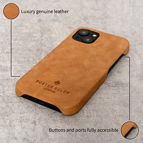 Porter Riley - Leather Case for iPhone 12 Mini (5.4"). Premium Genuine Leather Slimline Back Case (Tan)