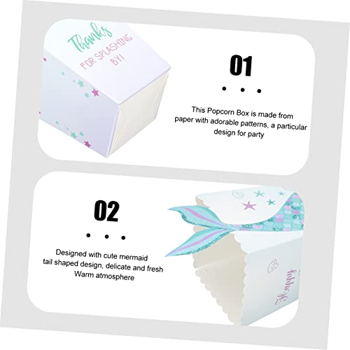 24pcs Popcorn Box Popcorn Box Snack Gift Box Mini Gift Bags for Favors Mini Gift Boxes Food Container Mermaid Popcorn Bucket Candy Table Containers Disposable Popcorn Paper Cup