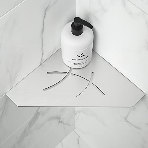 Bernkot Corner Shower Shelf 10" Brushed 304 Stainless Steel Pentagonal Corner Shelf Recessed Bathroom Shower Shelf, No Drilling