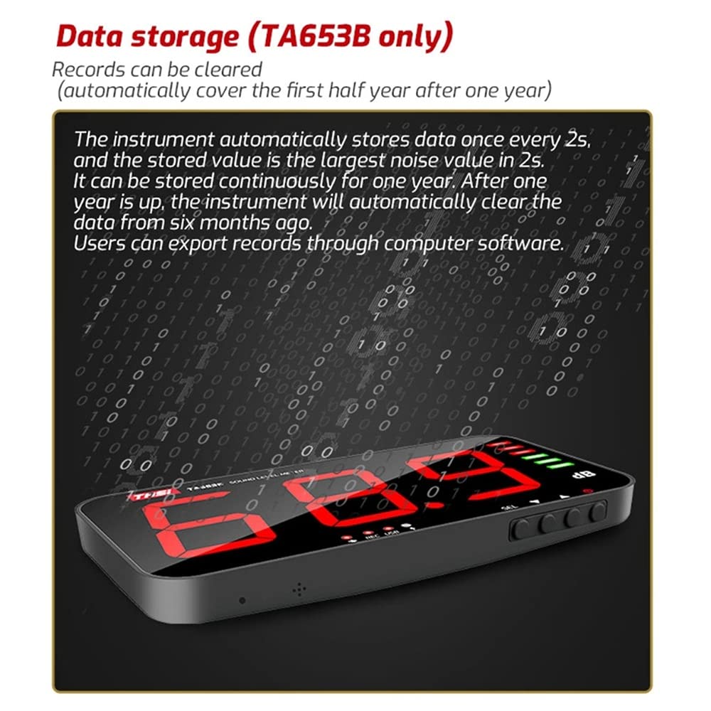 Abnana32x17cm Large Screen Sound Level Meter USB Datatransmission Noise Monitor TA653B