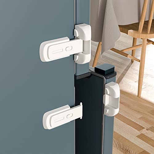 2 Pack Child Proof Fridge Lock, Refrigerator Fridge Freezer Door Latch to Keep Closed, Refrigerator Door Lock for Toddlers and Aging Seals, Easy to Install and No Unsightly Straps Required (White)
