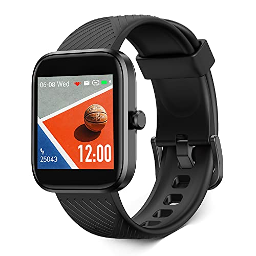 Smart Watch for iPhone Compatible Android Samsung, Fitness Tracker with Heart Rate Sleep Blood Oxygen Monitor Step Counter, IP68 Waterproof for Men Women Touch Screen Black
