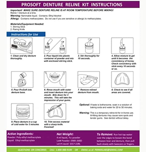 6 Denture Reline Kits Denture Reline- ProSoft Reliner-liner For loose Dentures