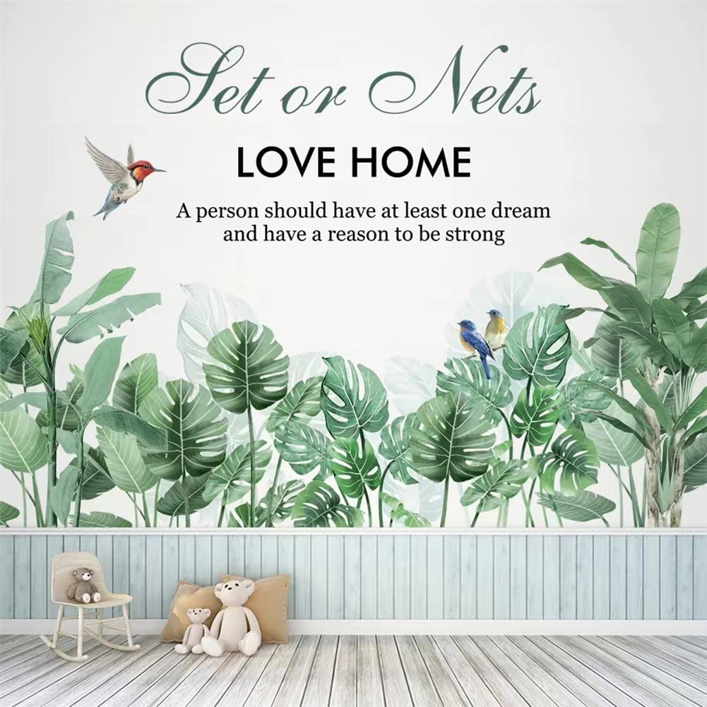Generic Tropical Leaves Wall Decals Removable Toucan Wall Stickers for Living Room Kids Room Bedroom Playroom TV Wall Decor