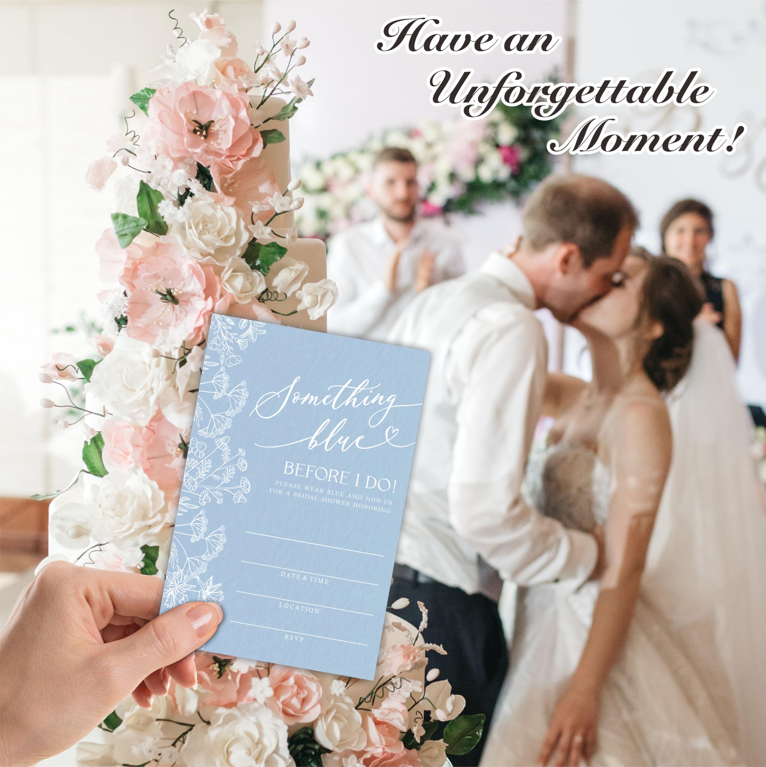 25 Bridal Shower Invitation With Envelopes - Something Blue Before I Do - Minimalism Blue Fill In Style Invitations For New Couples, Mr And Mrs, Newlyweds Invites, Party Favor & Supplies - A07