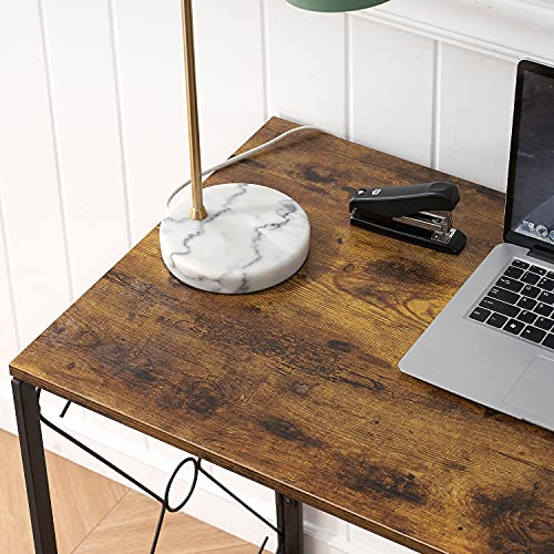 VECELO 39" Writing Computer Folding Desk Sturdy Steel Laptop Table for Home Office Work, No Assembly Required,Antique Brown