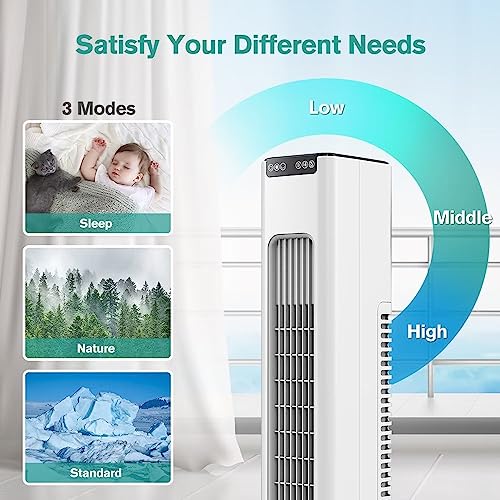 41'' Portable Air Conditioners, 3-1 Evaporative Air Cooler w/Remote, 15H Timer, 90° Swing, Portable AC with 1700ML Water Tank, 8 Ice Boxes, 3 Modes 3 Speeds Cooling Tower Fan For Room Home Office