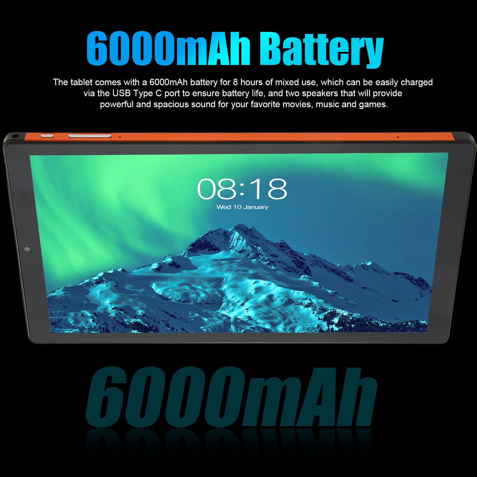 10.1in Tablet, PC Tablet for 11.0 6GB 128GB 2.4G 5G WiFi, 1920x1080 IPS Front 5MP Rear 13MP Calling Tablet 100β240V Orange