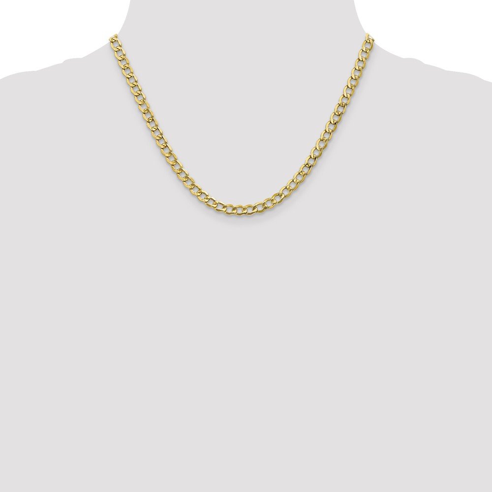 10k Yellow Gold 5.25mm Curb Cuban Link Chain Necklace - with Secure Lobster Lock Clasp 18"