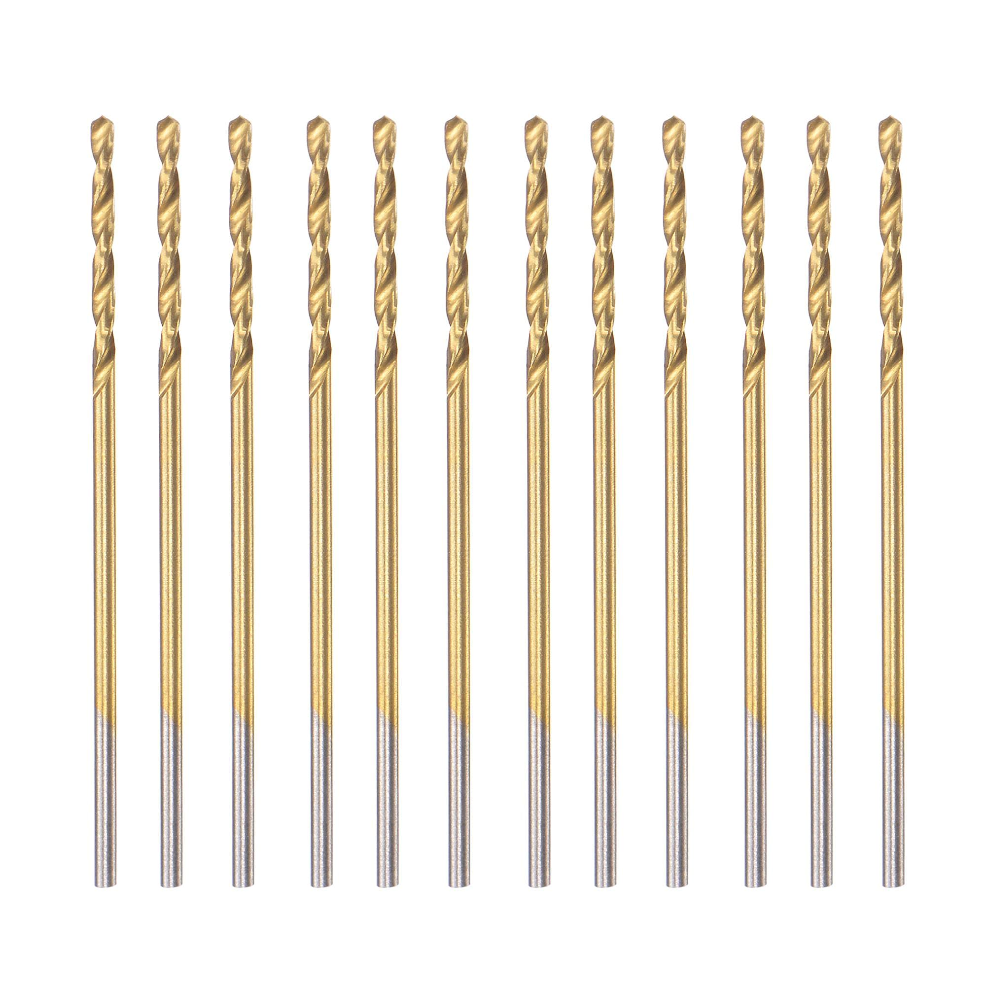 uxcell High Speed Steel Straight Shank Twist Drill Bit Fully Ground Titanium Coated 1mm Drill Diameter 34mm Total Length 12mm Drill Bit Length 12 Pcs