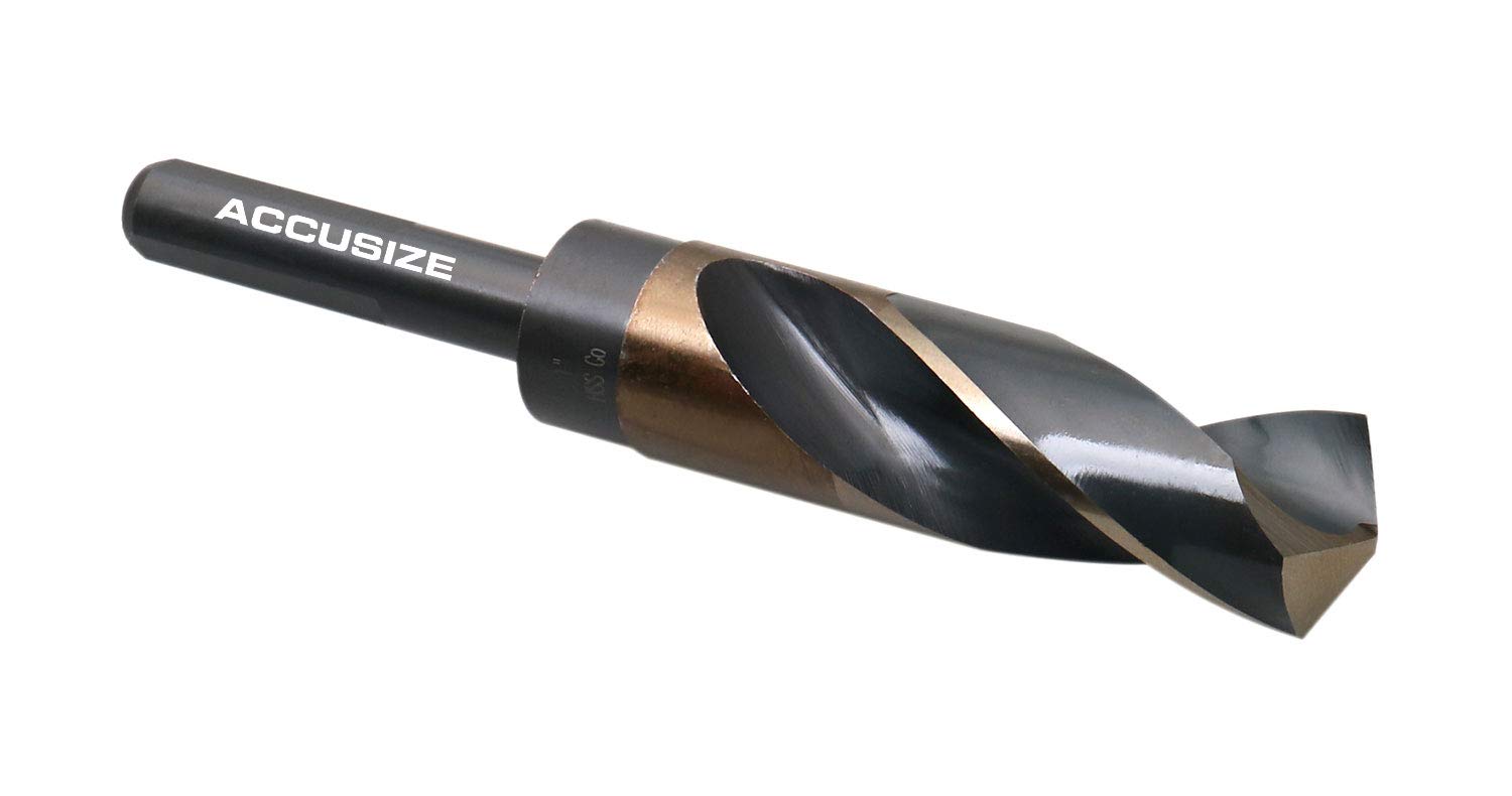 Accusize Industrial Tools 1'' ANSI M35(H.S.S. + 5% Cobalt) S and D Drill, 1/2'' Shank, 135 Degree Split Point, 0412-0001