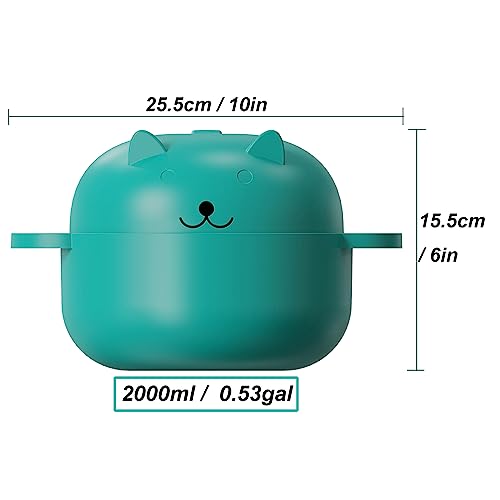 2000 ML / 68 OZ Microwave Ramen Bowl,Noodle Bowl, Steamer for Cooking Food and Vegetables with Handle, Lid, Removable Strainer. Multifunctional bowl for Cooking, Rinse, Storage (green)