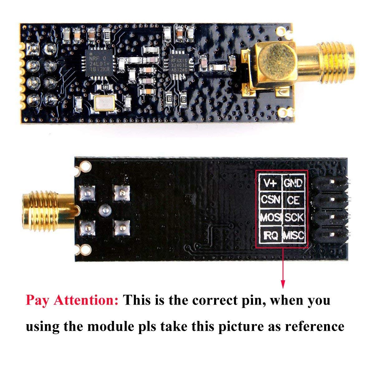 3pcs Wireless Transceiver Module, RF Transceiver Module, 2.4G 1100m NRF24L01+PA+LNA SMA Antenna for Raspberry Pi Arduino KY67