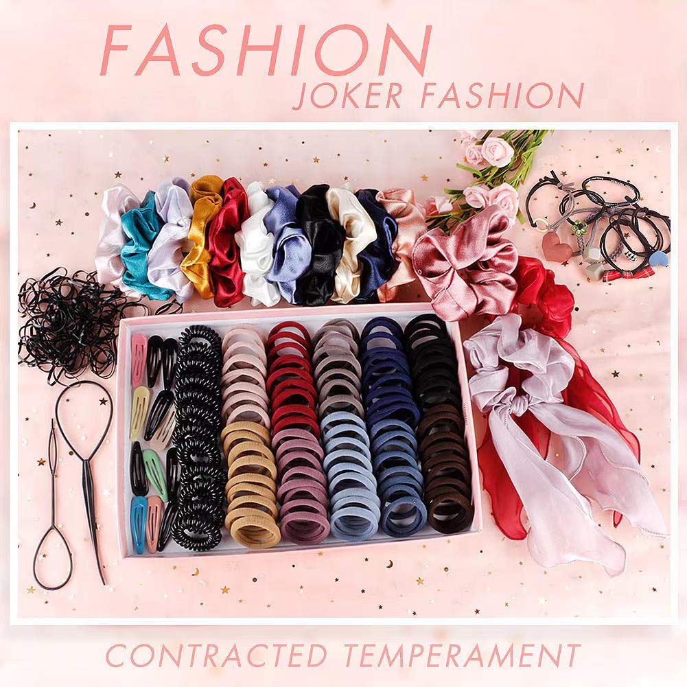 Girls' Variety Pack Hair Accessories - Scrunchies, Elastic Bands, Hair Clips (748PCS)