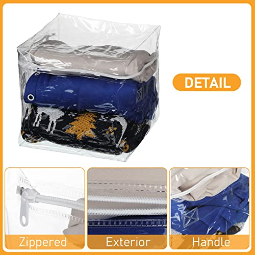 6 Pack Clear Zippered Organizers Foldable Sweater Storage Plastic Storage Bag with Zipper and Handle Clear Storage Bins for Closet Cubic Zippered Containers Zippered Collapsible Cube for Clothes Toy