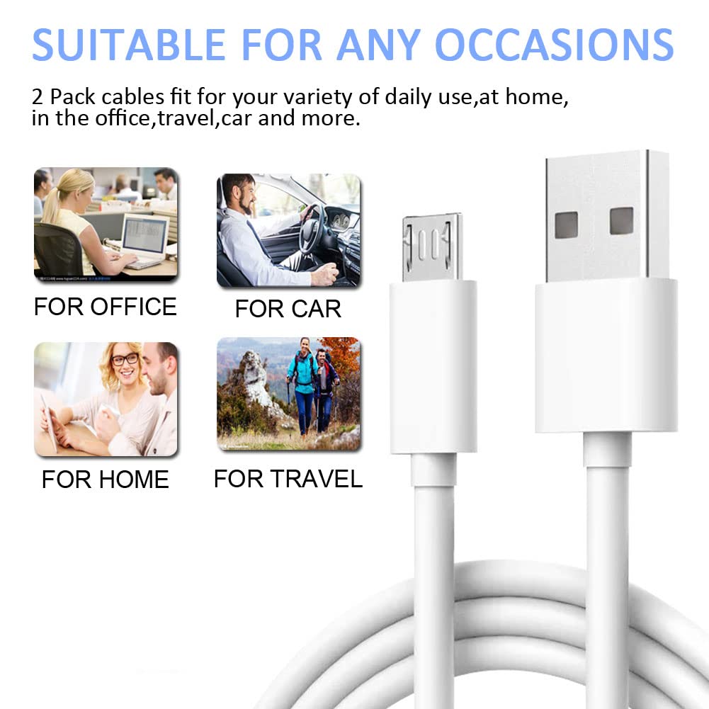2Pack 6.6ft Micro USB Charger Cable Cord for Samsung Galaxy Note,Tab A E S2 3 4 7.0" 8.0" 9.6" 9.7" 10.1" Tablet Charging Cables for SM-T280/350/580/377/560/713/813/230/530 Tablet Micro USB Power Cord