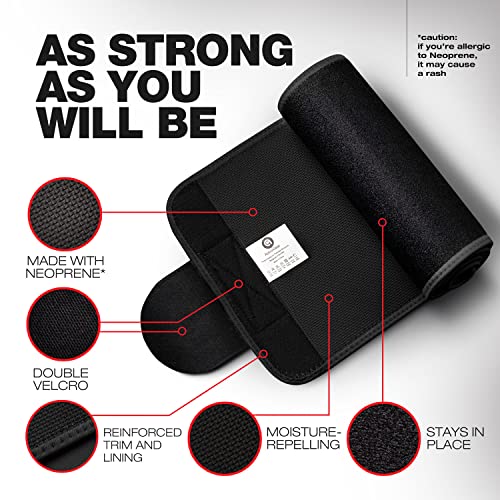 ActiveGear Waist Trimmer Belt for Stomach and Back Lumbar Support, Medium: 8" x 42" - Red
