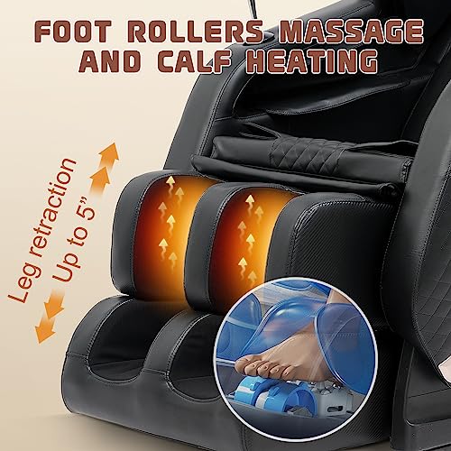 2023 Massage Chair Recliner, Zero Gravity Full Body Massage Chair with Airbags, Heating, Bluetooth Speaker and Foot Rollers (Black)