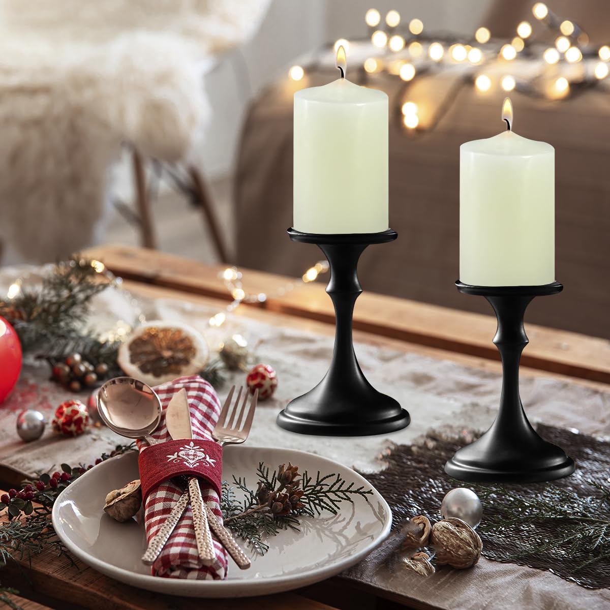 12 Pack 2x3 Hand Poured White Dripless Pillar Candles, Ivory, Soy Candles, Non-Toxic, Unscented, Smokeless, Long Burning, Emergency, for Home Decor, Dining Table, Party, Romantic Mood Lighting