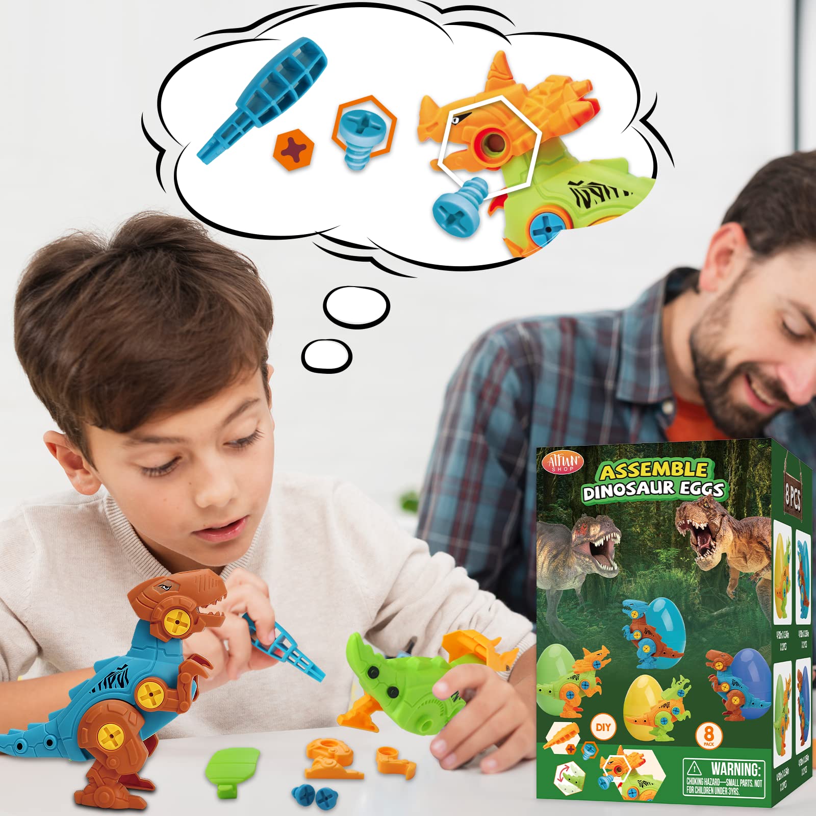 8 Pack Take Apart STEM Dinosaur Toys for Kids 3-5 Prefilled Dinosaur Eggs Learning Educational Building Construction Set for Toddlers Boys Girls Age 3 4 5 6 7 8 Year Old Birthday Gifts