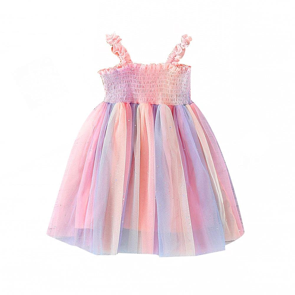 Baby Girls Tutu Dress Toddler Infant Sleeveless Layered Princess Tulle Dress Summer Beach Wedding Party Dresse (Multicolor, 4-5T)