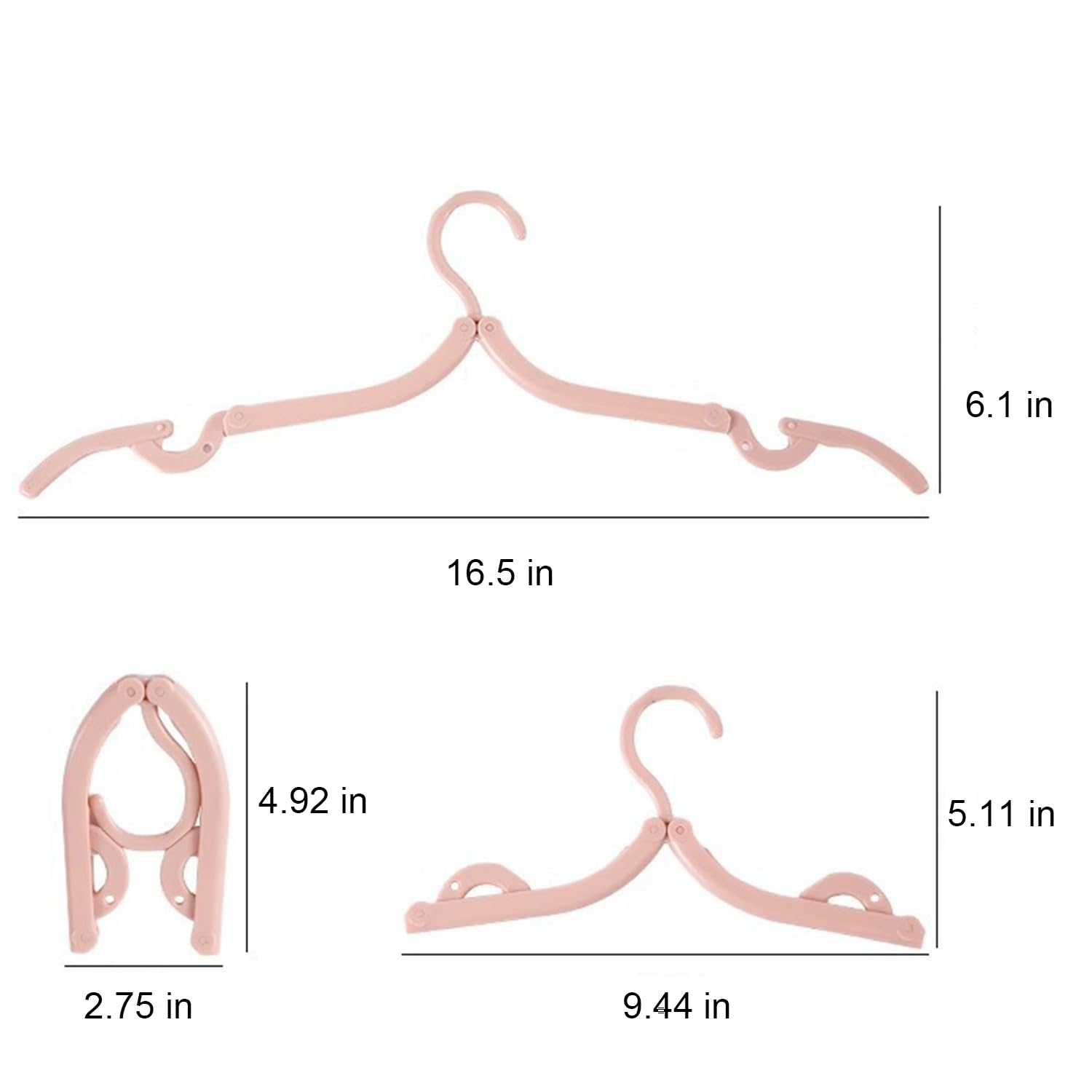 12Pcs Travel Hangers Thin and Light Portable Plastic Foldable Hangers Folding Clothes Hangers for Business Trip Travel, Space Saving Clothes Hangers