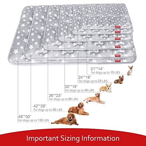 Dog Crate Mat (36" X 23"), Soft Dog Bed Mat with Cute Stars, Personalized Dog Crate Pad, Anti-Slip Bottom, Machine Washable Kennel Pad