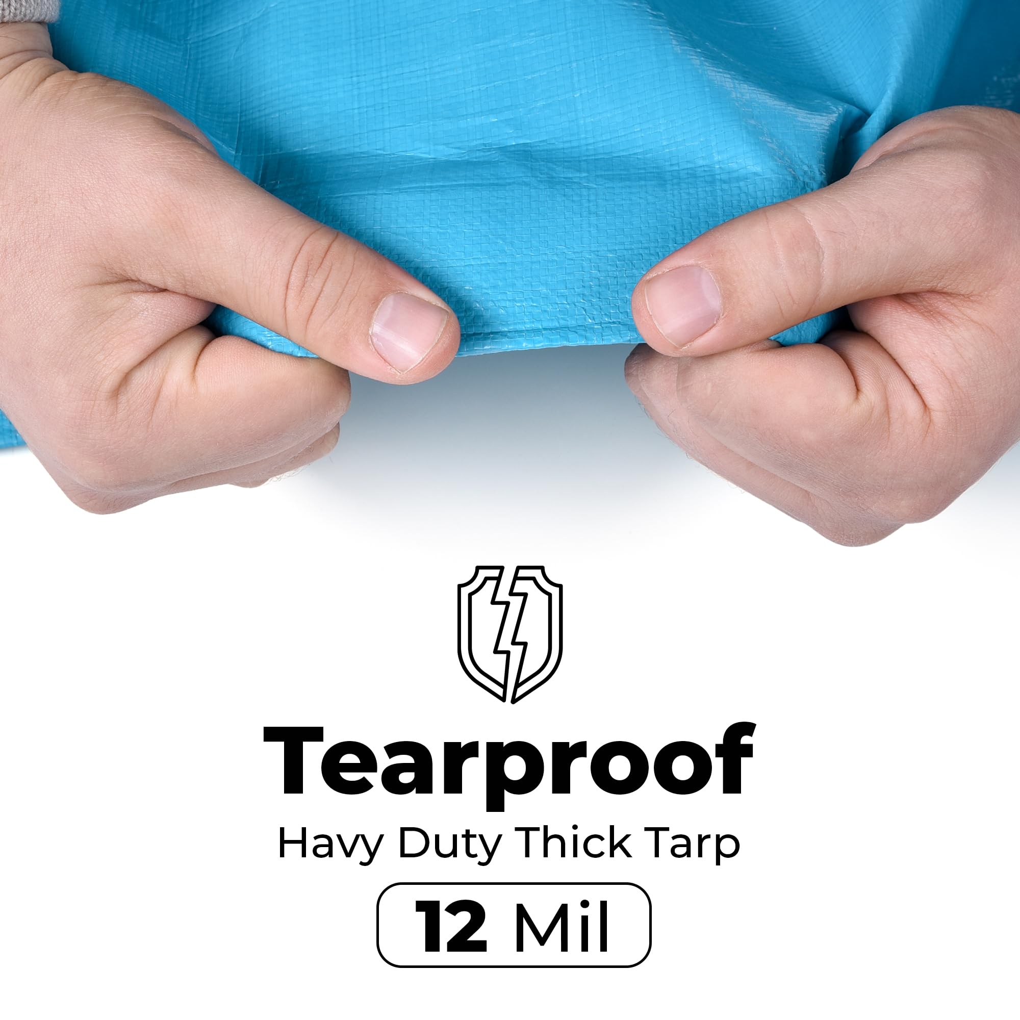10x12 Heavy Duty Tarp Waterproof - 12 mil Thick Pool Tarp Cover - 10x12 Tarp UV Resistant, Rip & Tear Proof with Metal Grommets β Blue Tarp Multipurpose Use for Camping, Tent, Boat, RV, Car