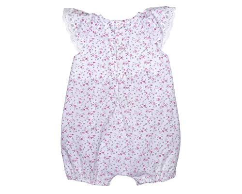 Baby Hand Smocked Bubble Bodysuit, White Romper
