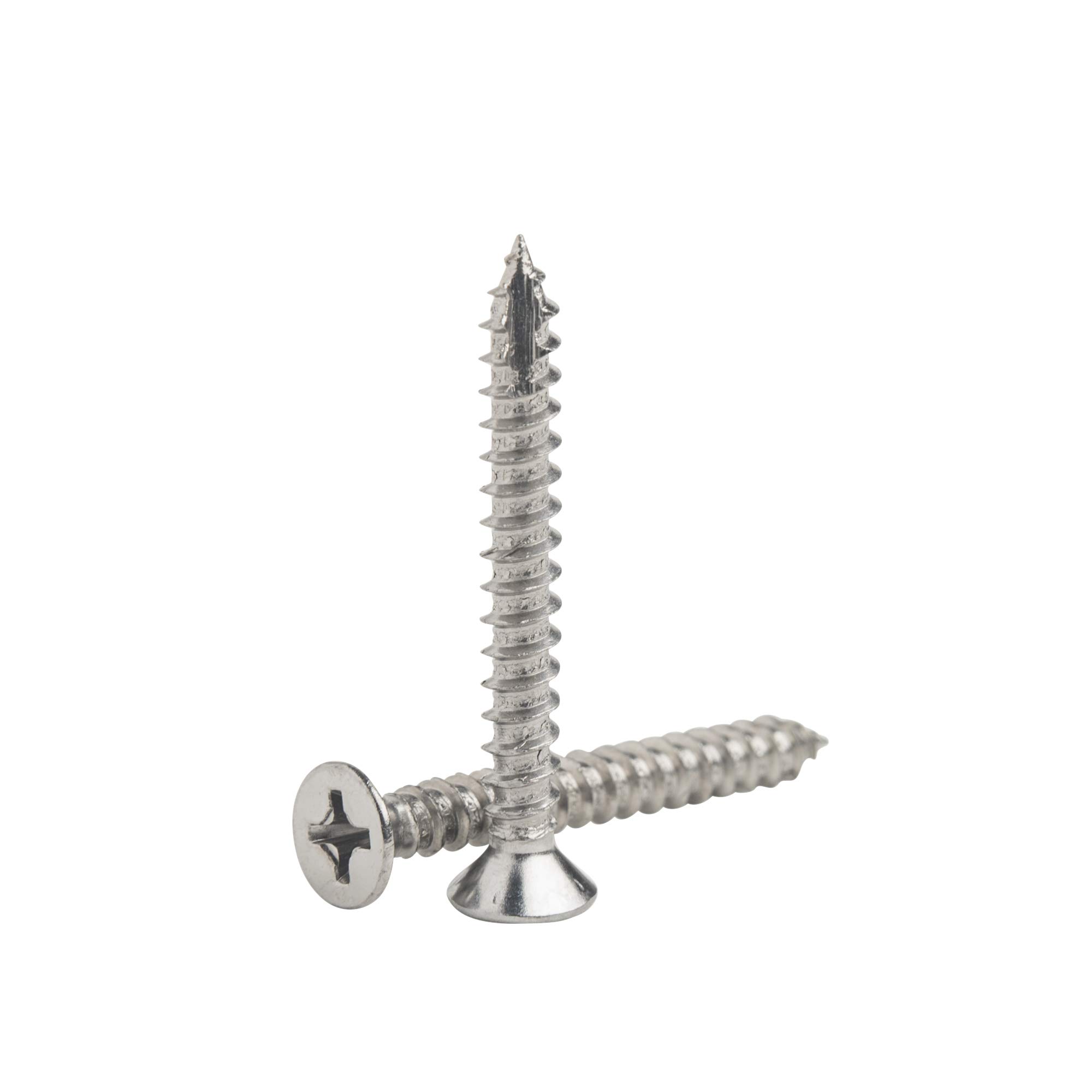 Hinge Outlet Satin Nickel Wood Screws for Hinges 9 x 1.5 Inch - 24 Pack