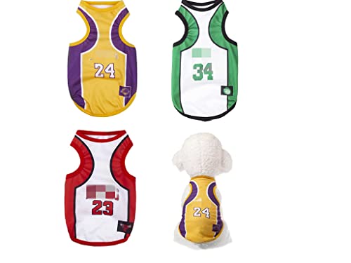 3Pack Dog Shirt Clothes for Small Dogs Girl Puppy Clothes for Chihuahua Yorkies Bulldog Clothes for Medium Dogs Boy Basketball Jersey Pet Outfits Dog Shirt Apparel Accessories (M(4-5.5lb), 3 Pack)