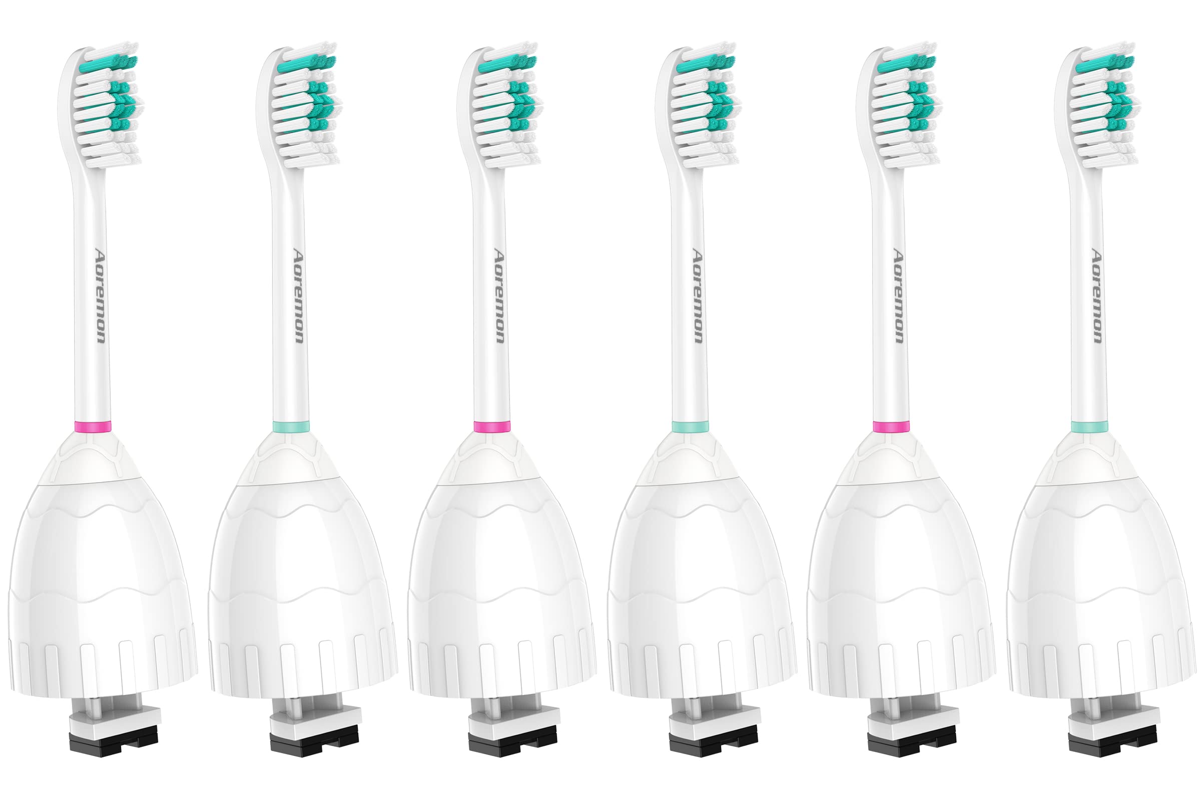Aoremon Replacement Toothbrush Heads Compatible with Philips sonicare E-Series, 6 Pack Replacement Brush Heads Come with Caps