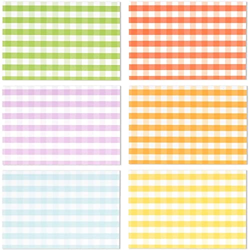 48 Pack All Occasion Greeting Cards Bulk – Colorful Picnic Blanket Pattern Gingham Designs - Note Cards Boxed Set With White Envelopes - Blank on the Inside - 4 x 6 Inches